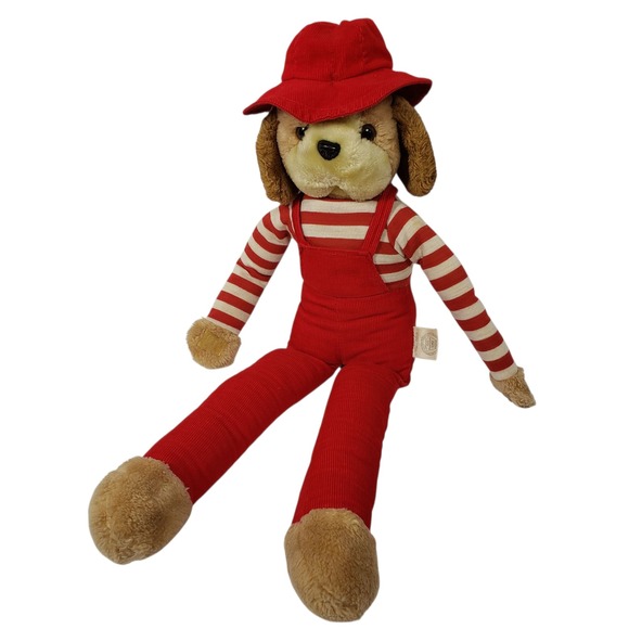 Gund | Toys | Rare Vintage Hugger Gund Red Corduroy Overalls Dog Plush ...
